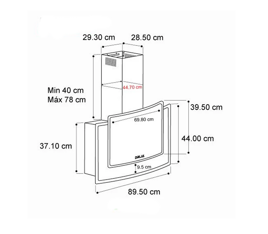 Campana Urano 90cm (36") 110-120V negra Drija – Titaniccenter.com