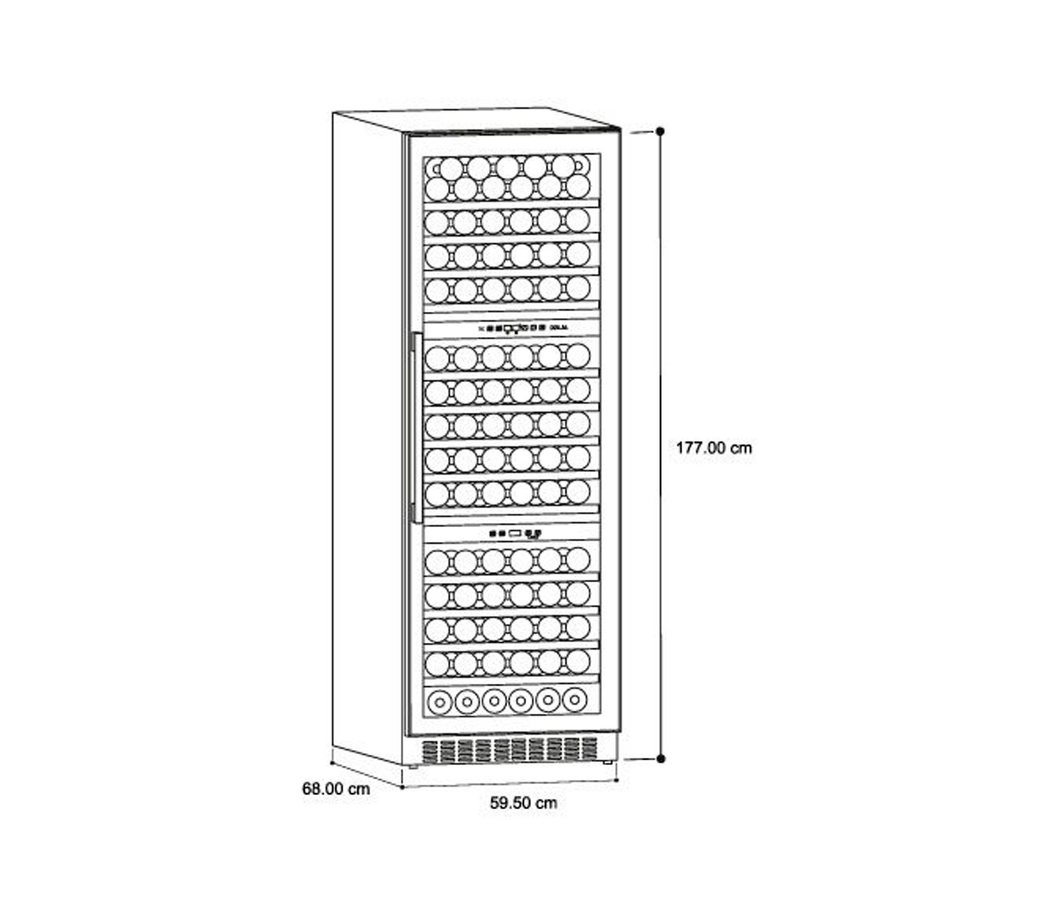 Vinera empotrable con compresor 160 botellas acero Lambrusco Drija ...